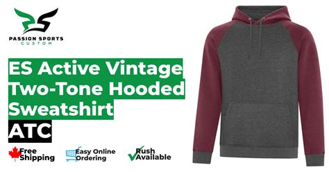 Es Active Vintage Two Tone Hooded Sweatshirt Passion Sports Custom