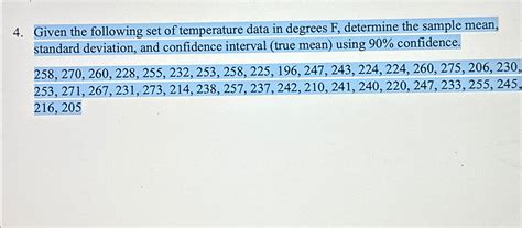 Solved Given The Following Set Of Temperature Data In Chegg