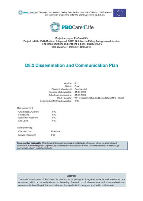 Communication Dissemination Plan Template