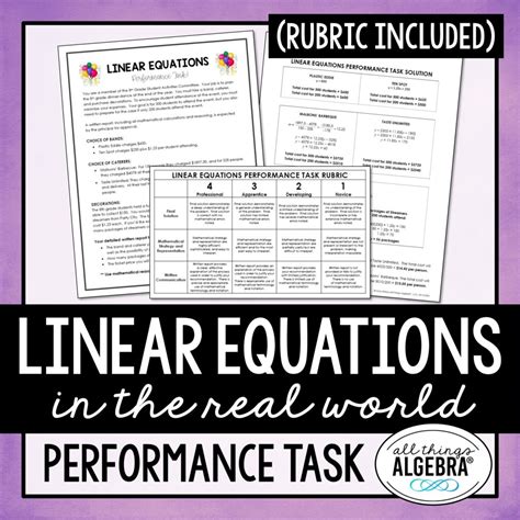 linear equations in the real world performance task all things algebra®