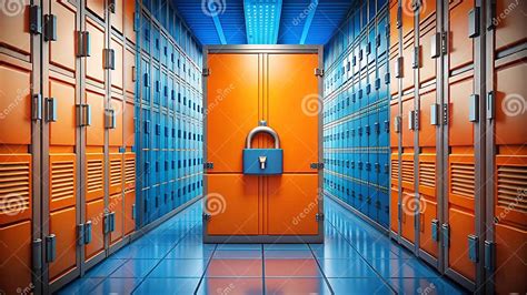 Security Background Design Featuring Orange And Blue Locker In A