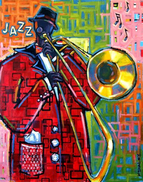Trombonist Art Print Art Prints Trombone Art Jazz Art