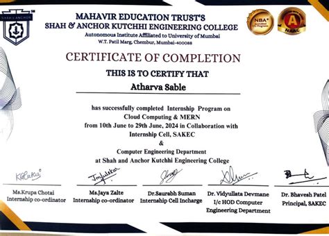 Atharva Sable On Linkedin Sakec Internship Careergrowth Learningexperience Sakec