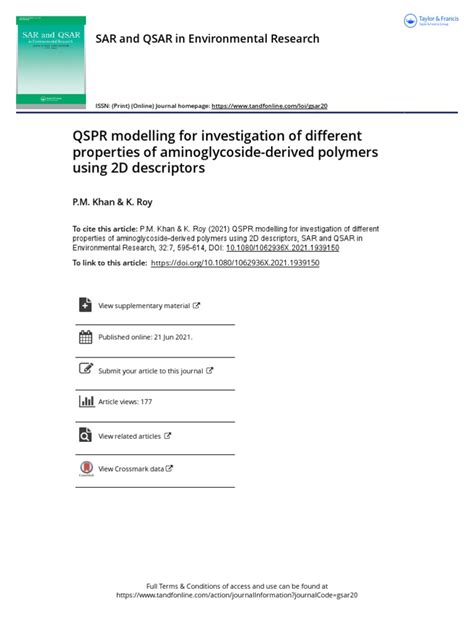 Qspr Modelling For Investigation Of Different Properties Of Aminoglycoside Derived Polymers