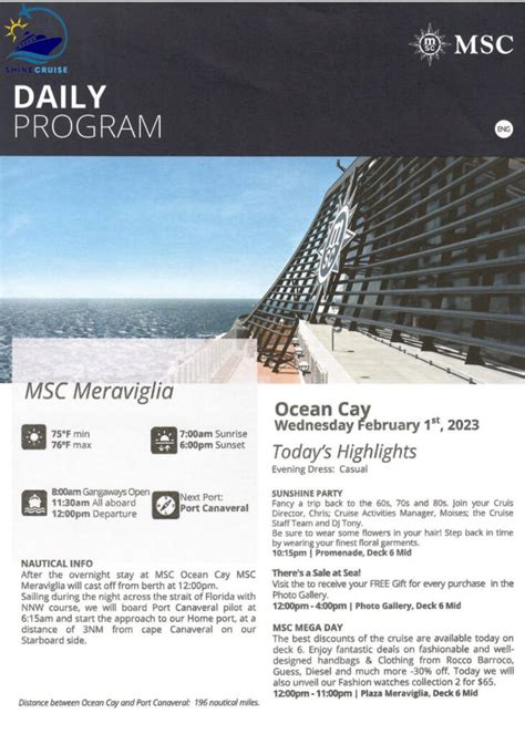 Msc Daily Program 2025 A Newsletter For Daily Activities