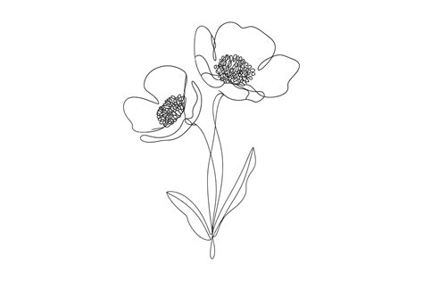 Beautiful Twin Flowers Continuous Line Drawing For Elegant Botanical