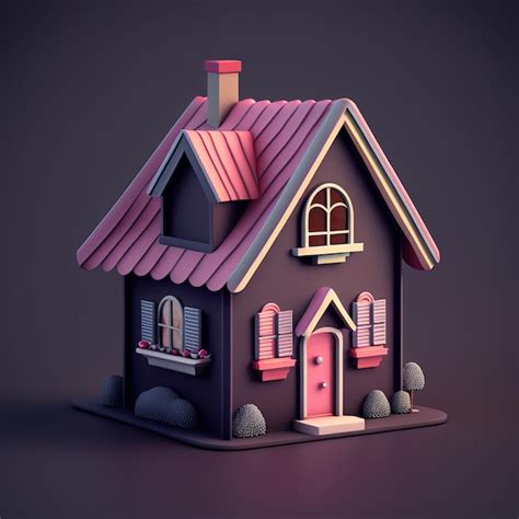 Premium Ai Image 3d Rendering Cute House With High Details