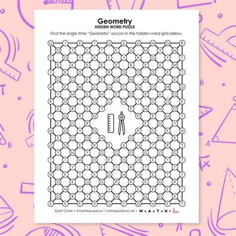 Geometry Hidden Word Puzzle Math Love