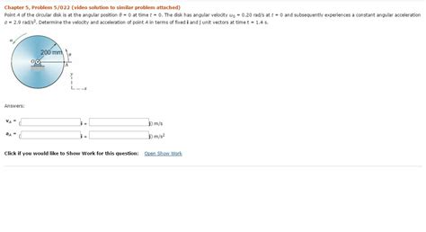 Solved Point A Of The Circular Disk Is At The Angular Chegg