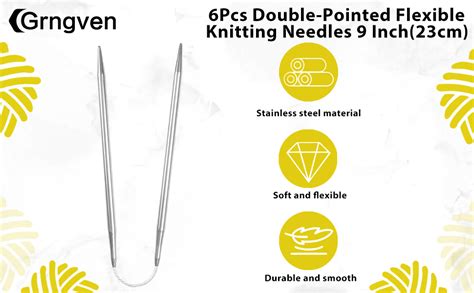 6pcs 4mm Double Pointed Flexible Knitting Needles 9 Inch23cm Size Us 6 Stainless