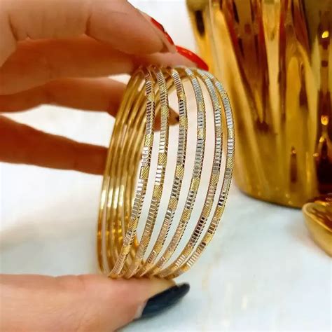 خرید و قیمت النگوی زنانه طلا روس مفتولی رنگ ثابت بدون حساسیت پک سه تایی از غرفه زیورآلات خاص👑