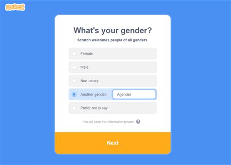 Scratch Has Non Binary And Other Options For The Gender Input Rlgbt