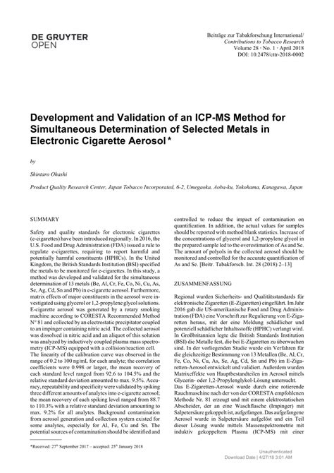 pdf development and validation of an icp ms method for simultaneous
