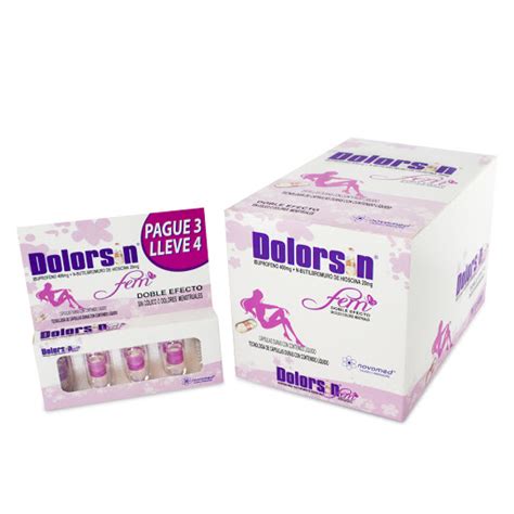 Dolorsin Fem Hioscina Ibuprofeno 400mg200mg Novamed Caja X 40 Cápsulas