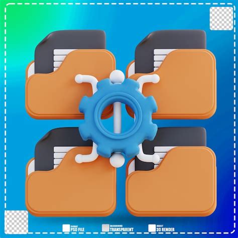 Premium Psd 3d Illustration Of Share Settings Folder Management 3