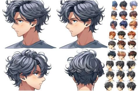 Anime Hairstyles Male Graphic By Ai Graphic Design Bundle · Creative