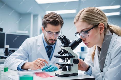 Premium Photo Young Woman Analyzing Human Brain Microscope Slide Under Microscope While Sitting