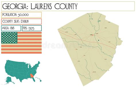 Large And Detailed Map Of Laurens County In Georgia Stock Vector