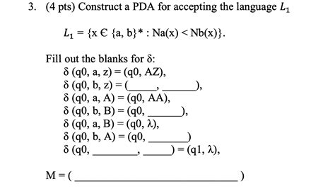 solved 4 pts construct a pda for accepting the language l1