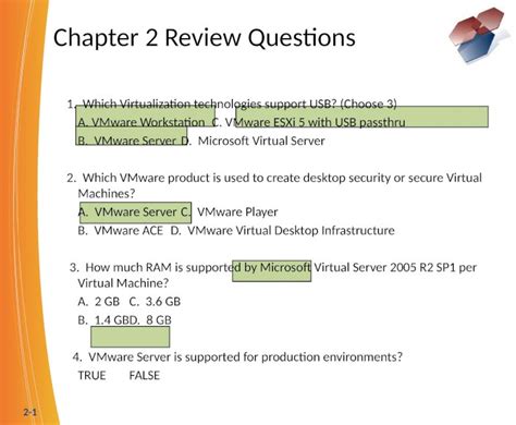 Pptx 2 1 Chapter 2 Review Questions 1 Which Virtualization Technologies Support Usb Choose