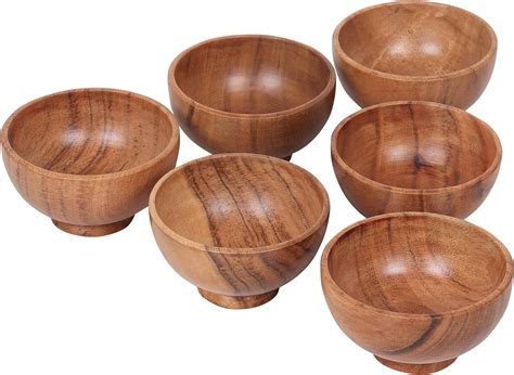 Cintika Hand Carved Set Of 4 Acacia Calabash Bowls With