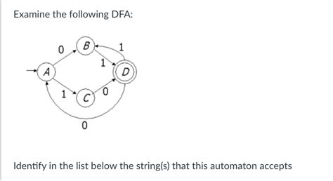 Solved Examine the following DFA:Identify in the list below | Chegg.com