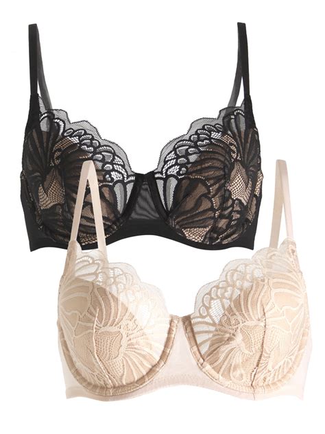 Paramour By Felina Tempting Plush All Over Lace Underwire Bra 2 Pack