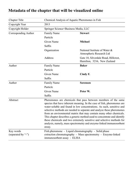 Pdf Chemical Analysis Of Aquatic Pheromones In Fish