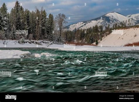 Confluence Of The North And Middle Fork Flathead Rivers In Winter In