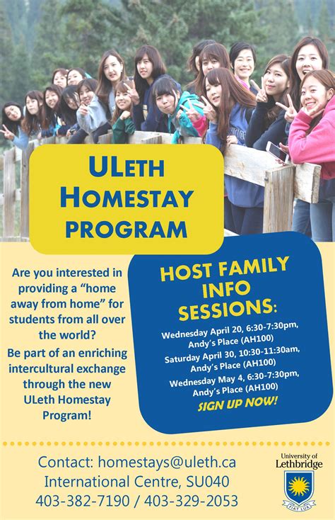 New Uleth Homestay Program Looking For Host Families Notice Board