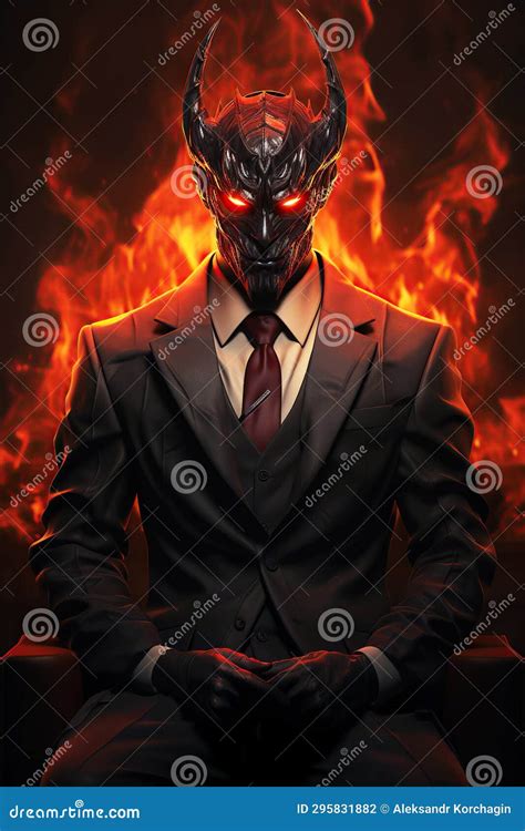 Man Businessman Devil Satan Lucifer Demon With Horns In Suit On A