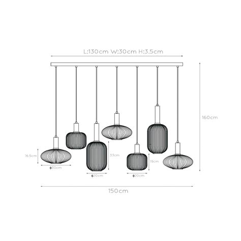 Maloto Pendant Light Glass 7 Light Amber 150 Cm Uk