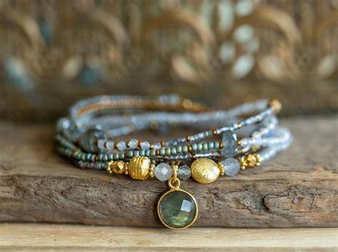 Labradorite Bracelet Wraps 7 Times Labradorite Hematite Wrap