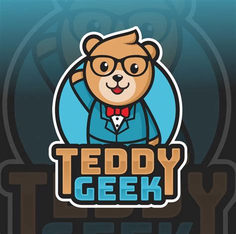 Premium Vector Teedy Bear Geek Mascot Logo Design