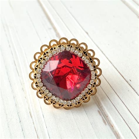 Lenora Dame Ruby Red Cocktail Ring One Of A Kind Etsy