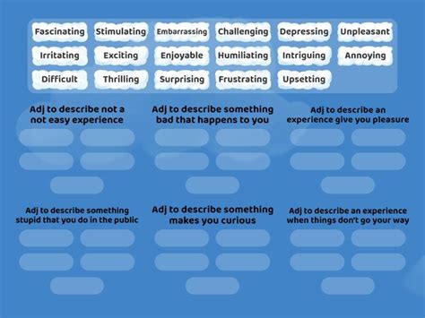 34 Lesson 8 Adjectives Of Experience Group Sort