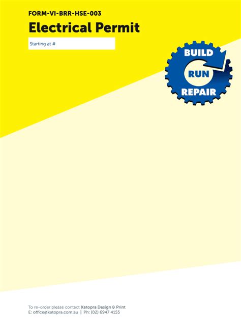 Electrical Permit Form Vi Brr Hse 003 Katopra