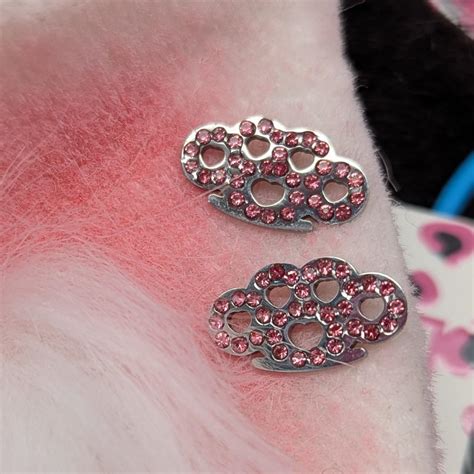 Mcbling Scene Pink Rhinestone Silver Plated Brass Depop