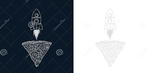 Rocket Launching From A Slice Of Pizza Creative Food Concept With