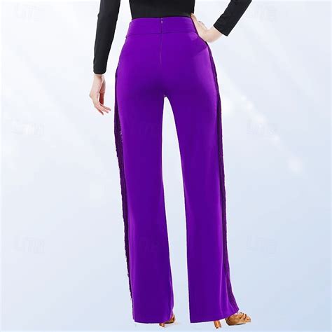 Womens Rhinestone Fringe Wide Leg Dance Pants 2026 5699