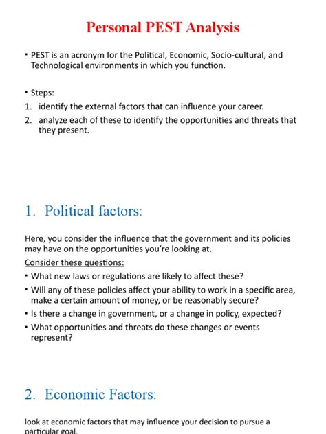 Personal Pest Analysis Pdf Goal Economics