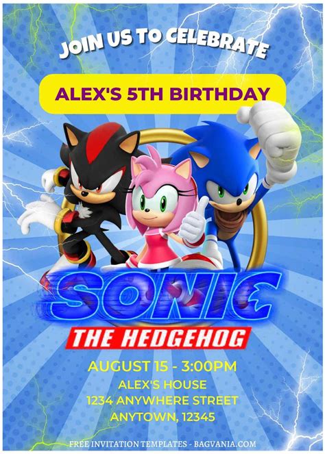Free Editable Pdf Thunderous Sonic Adventure Birthday Invitation