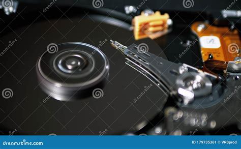 Hard Disk Drive Inside Structure Of HDD Spinning Platter Move Magnetic Head Stock Video
