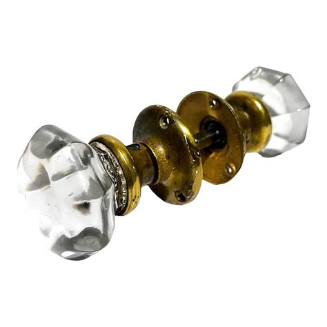 Early 1900s American Glass Knobs With Brass Rosettes A Pair Chairish