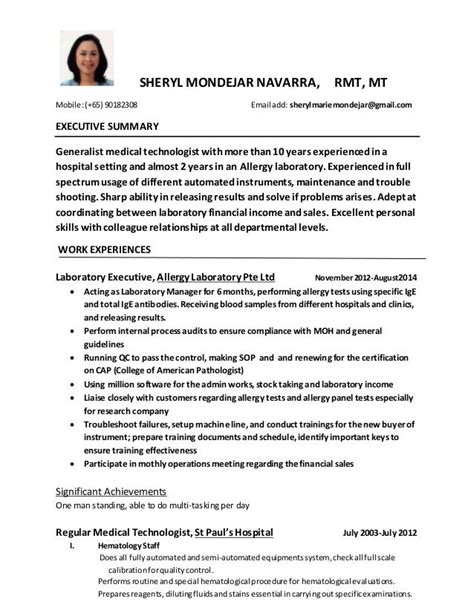 Med Tech Resume Sample Master Of Template Document