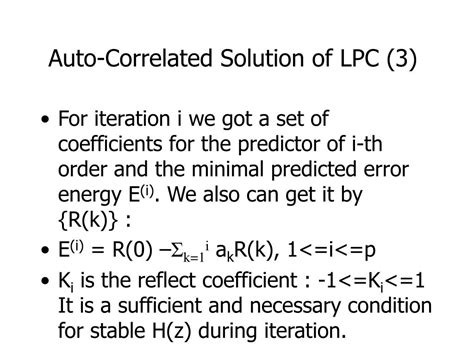 Ppt Chapter 6 Linear Predictive Coding Lpc Of Speech Signals