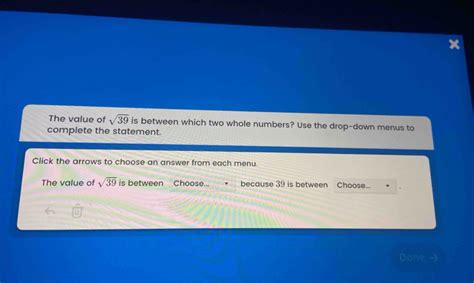 solved the value of sqrt 39 is between which two whole numbers use