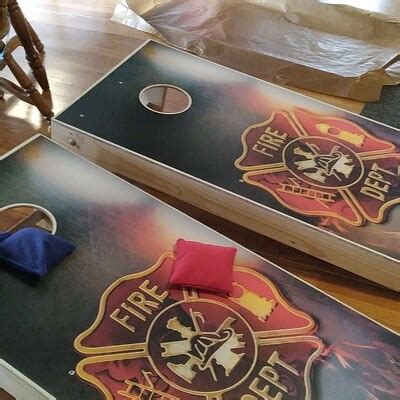Fire Badge Cornhole Set With Bags Firefighter Cornhole Set Fire