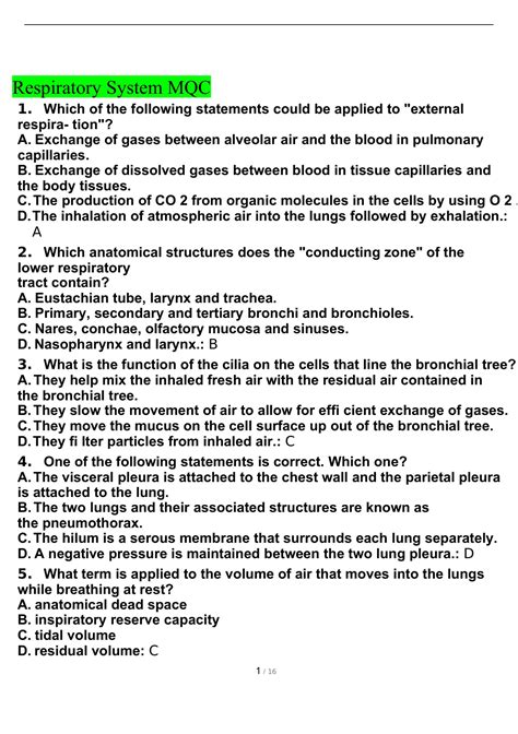 Summary Respiratory System Human Anatomy Stuvia Us