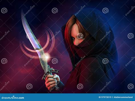 Female Assassin On A Gothic Balcony Royalty Free Stock Image